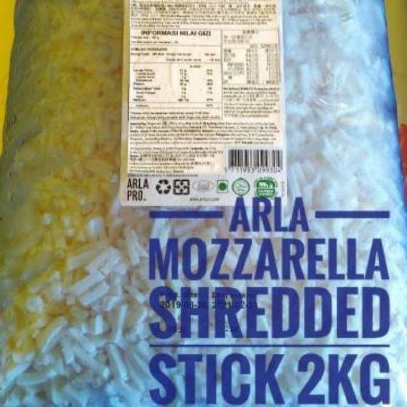 Jual 1kg ARLA mozarella Shredded mozarella stick (repack 1kg) kemasan asli 2kg | Shopee Indonesia