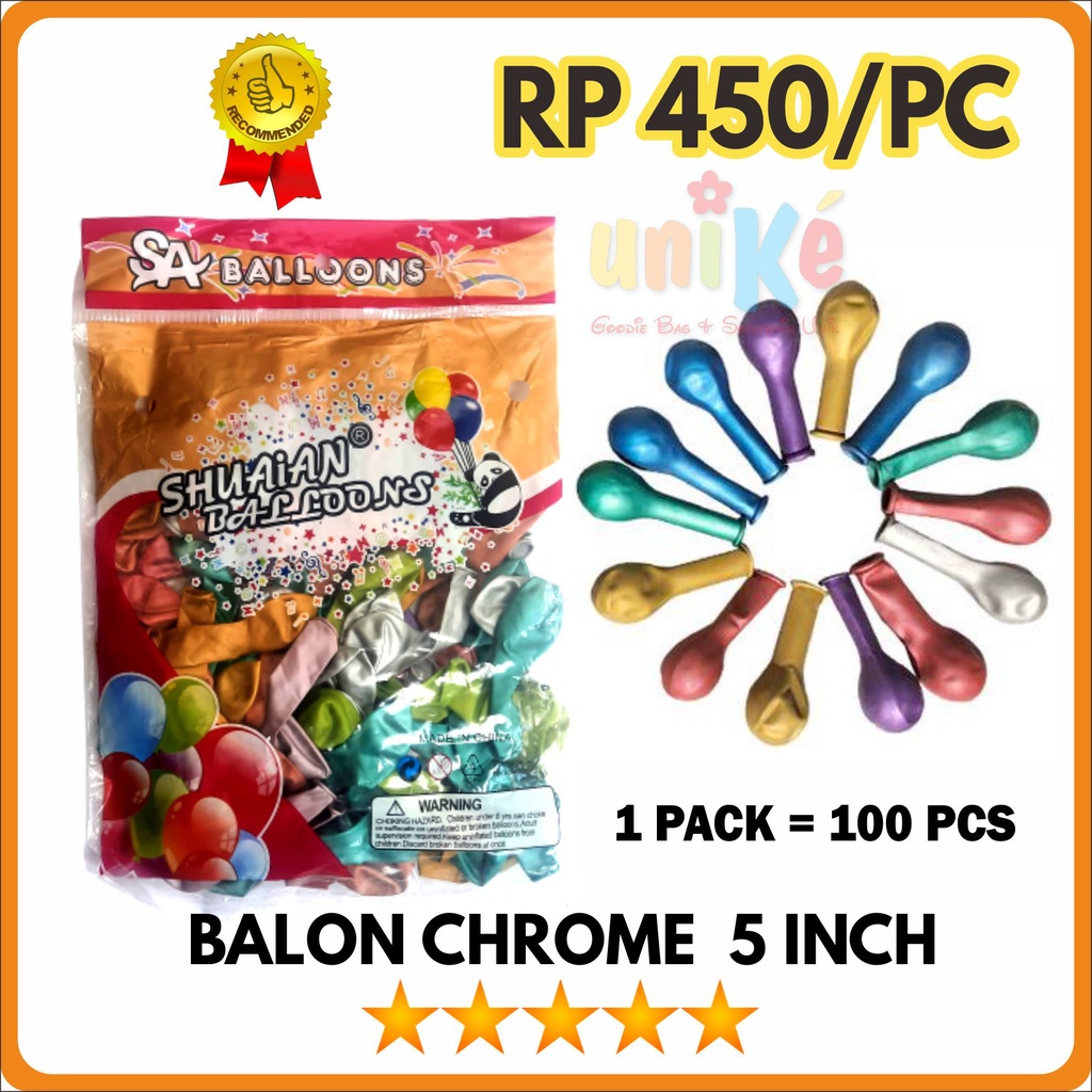 Jual 50/100 Pcs Balon Chrome 5 inch Balon Latex per pack Dekorasi Ulang ...