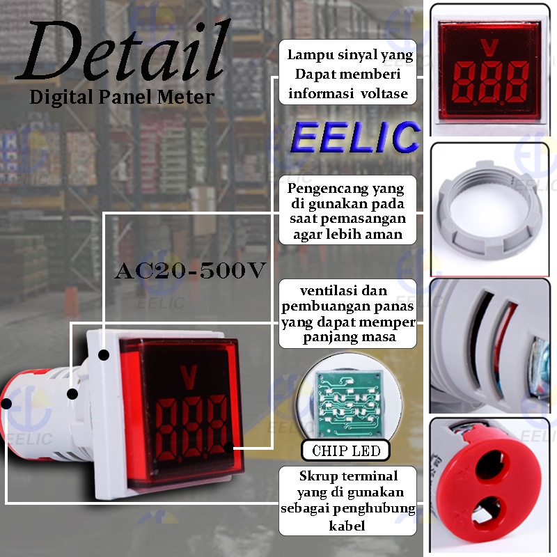 Jual EELIC PBT-E16 -22FV Ammeter Digital panel light lampu led ...
