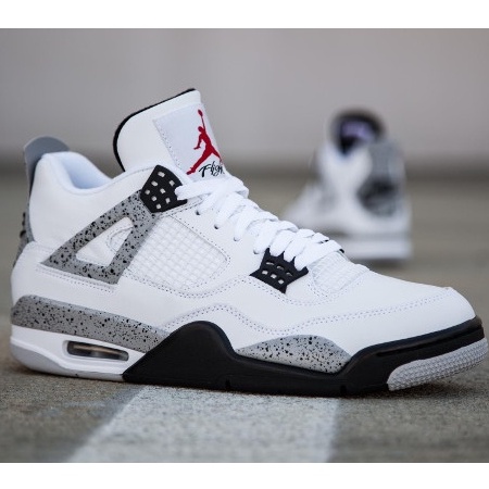 Jual Sepatu Nike Air Jordan 4 White Cement Grey Putih Abu Premium ...