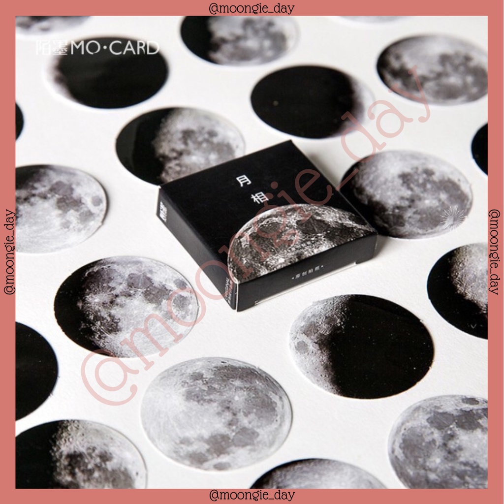 Jual 45 PCS/BOX STIKER KERTAS BULAT TEMA BULAN MOON GERHANA FULLMOON ...