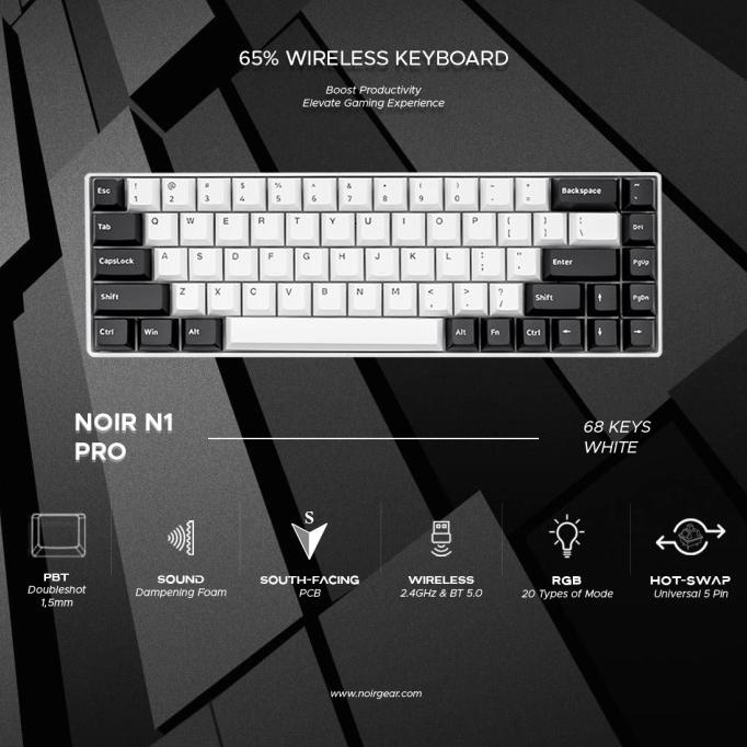 Jual NOIR N1 Pro White - 65% Wireless Mechanical Keyboard | Shopee ...