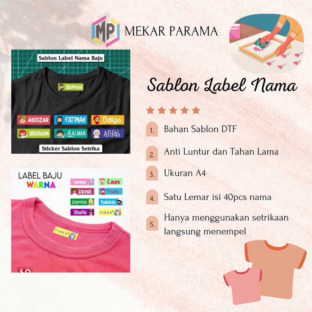 Jual Stiker Baju Setrika/Sablon Nama Setrika | Shopee Indonesia