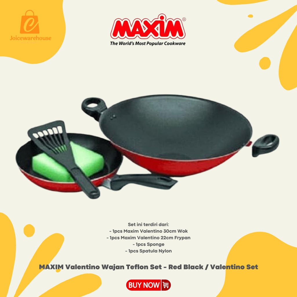 Jual MAXIM Valentino Wajan Teflon Set - Red Black / Valentino Set ...