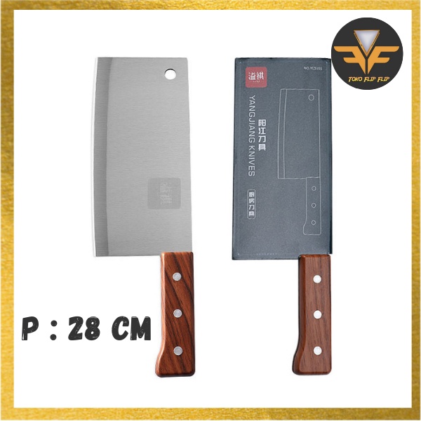 Jual Pisau Dapur Cleaver Pemotong Daging Stainless Steel gagang Kayu ...