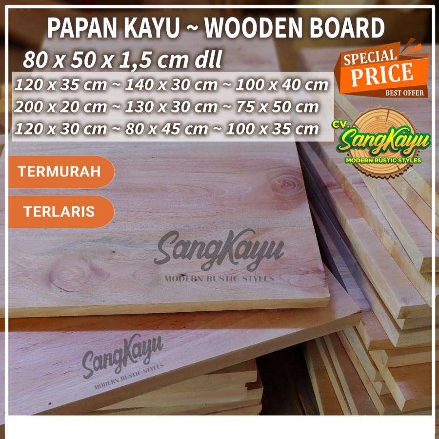 Jual SangKayu Papan Kayu Papan 80x50x1,5 cm Kayu Wooden Board Bahan ...