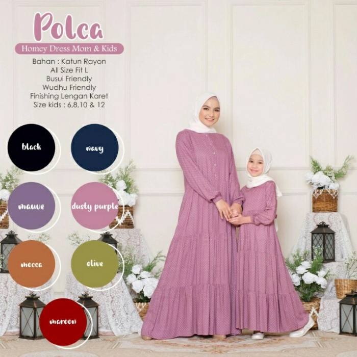 Jual Set-Family-Muslim-Busana- Gamis Couple Ibu Dan Anak Warna Navy ...