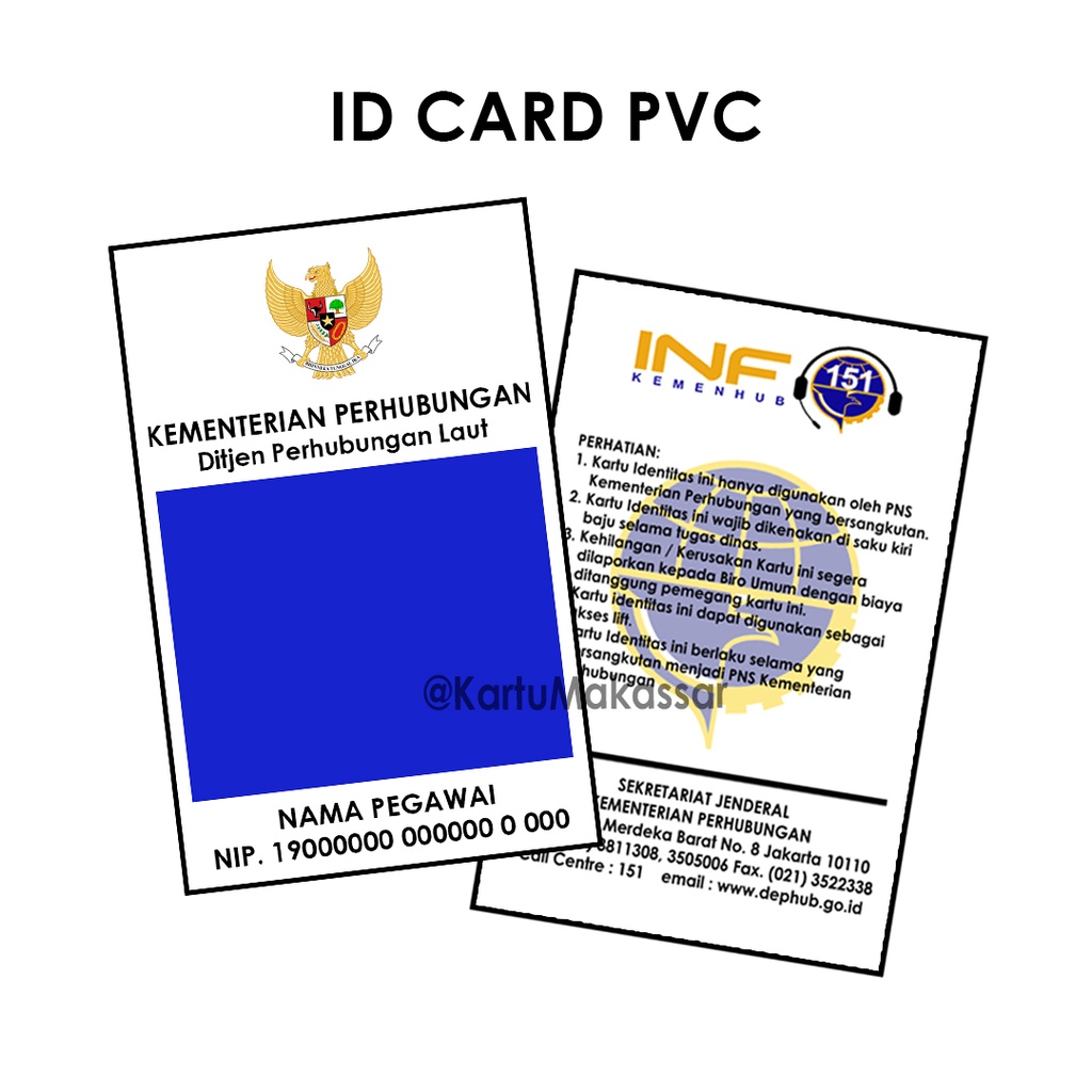 Jual Cetak ID Card Nametag Glossy Kemenhub Perhubungan EToll Emoney ...