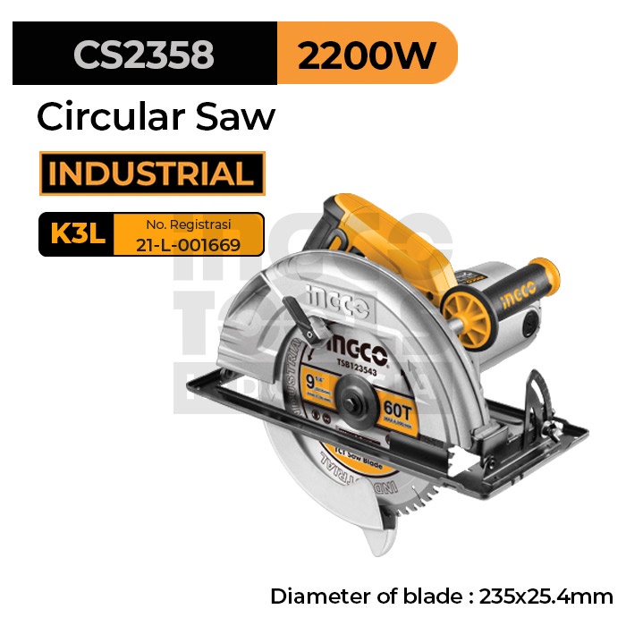Jual Circular Saw (9 1/4") INGCO CS2358 Gergaji Serkel Circle Listrik ...