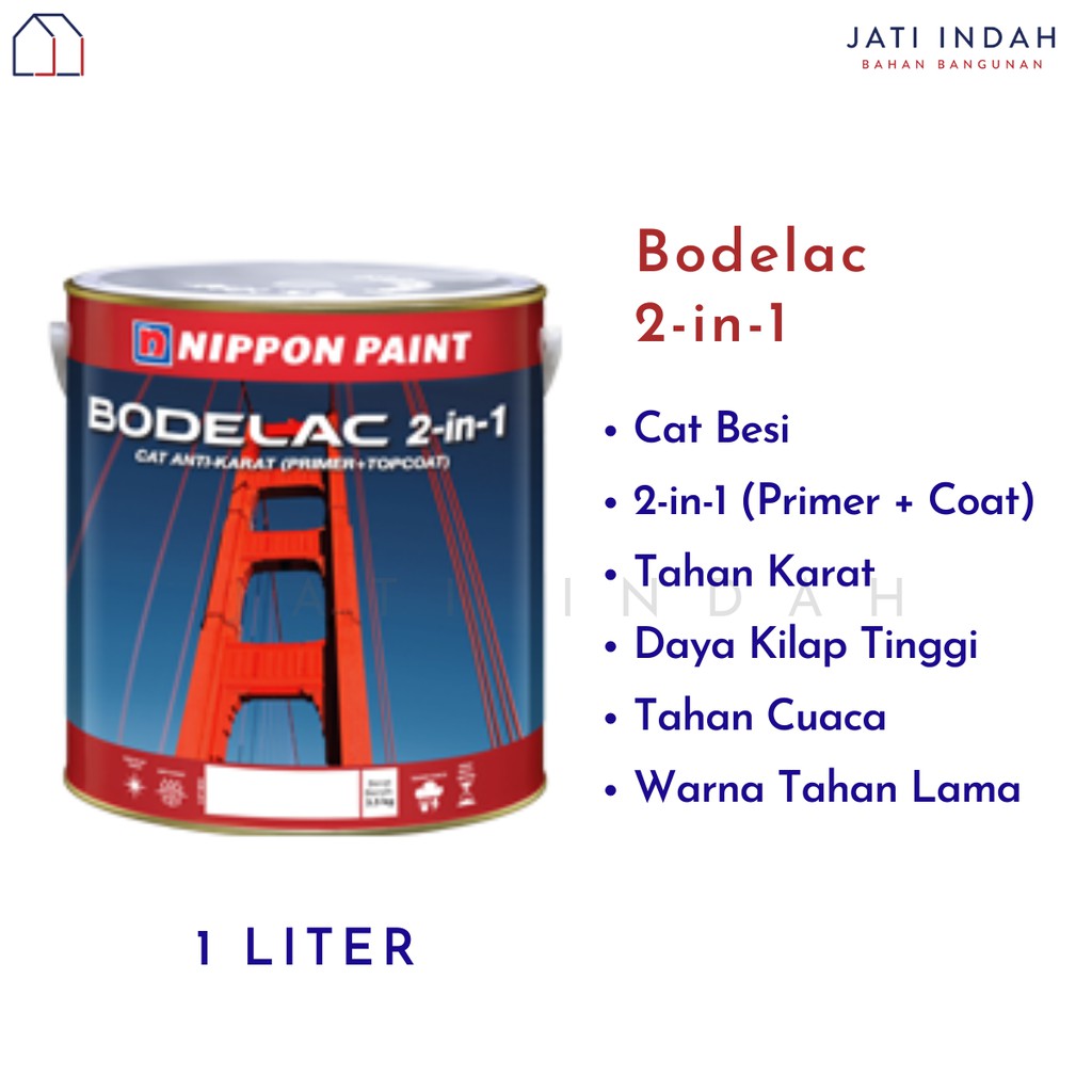 Jual Cat Besi Baja Anti Karat 1 L Nippon Paint Bodelac 2-in-1 (Primer + Coat) | Shopee Indonesia