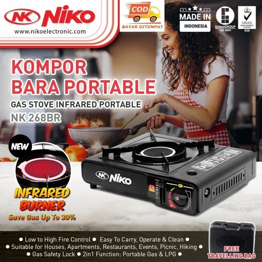 Jual Kompor Gas Portable NIKO NK 268BR INFRARED/Bara Api 2in1 (Kaleng ...