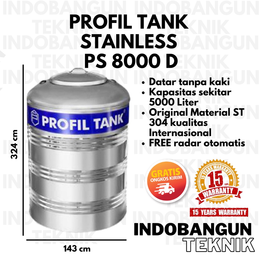 Jual Toren Air Tangki Air Tandon Air Profil Tank Stainless PS 8000 ...