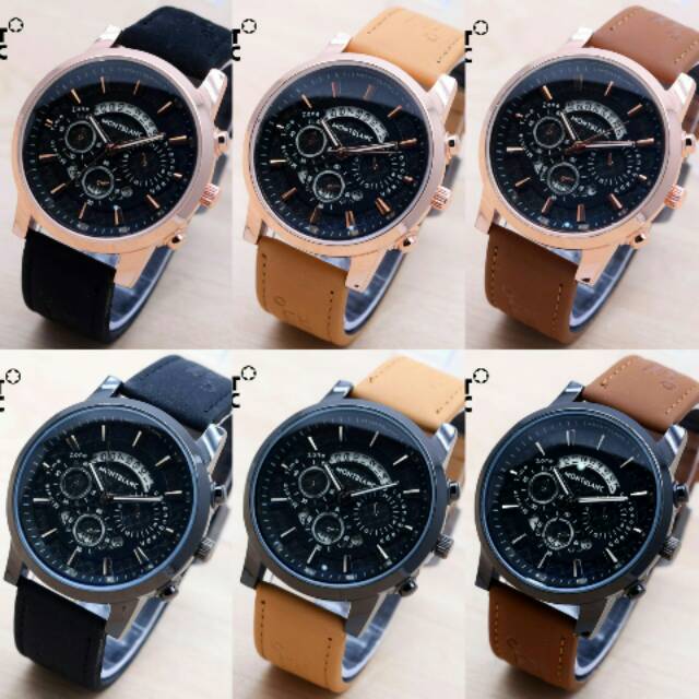 Jual jam tangan montblanc tali kulit fashion cowo | Shopee Indonesia