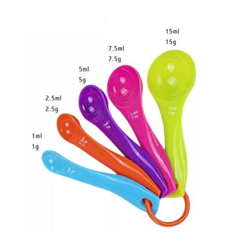 Jual sendok takar Takaran set 5 in 1 measuring spoons warna warni ...