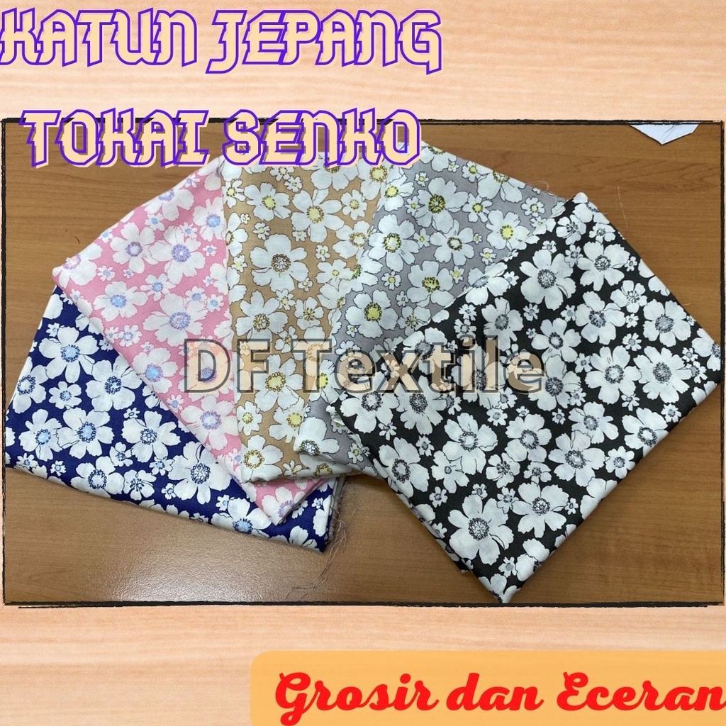 Jual Kain Katun Jepang Motif Bunga TJD22JN013 Japan Design Tokai Senko ...