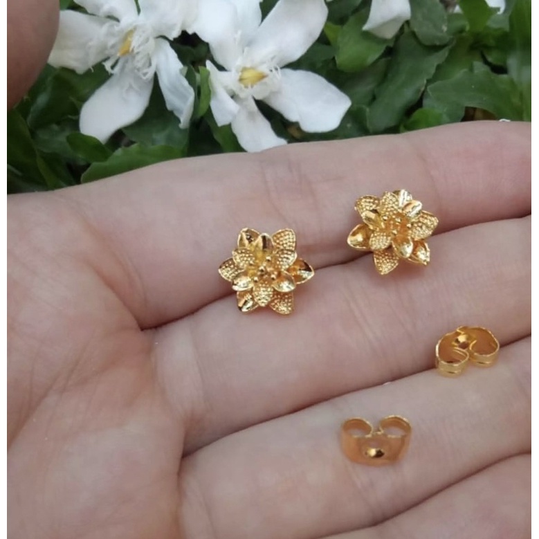 Jual Anting giwang mawar gold lapis emas 24k perhiasan wanita fashion ...