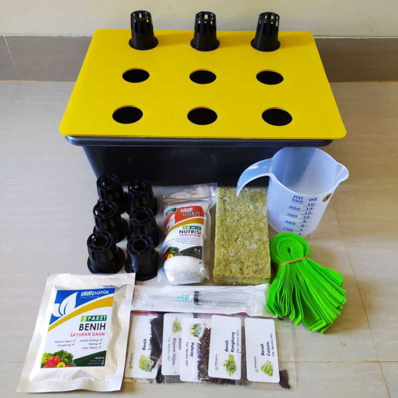 Jual Hidroponik Kit Paket Pemula 1 Bak (9 Lubang Wick System) | Shopee ...