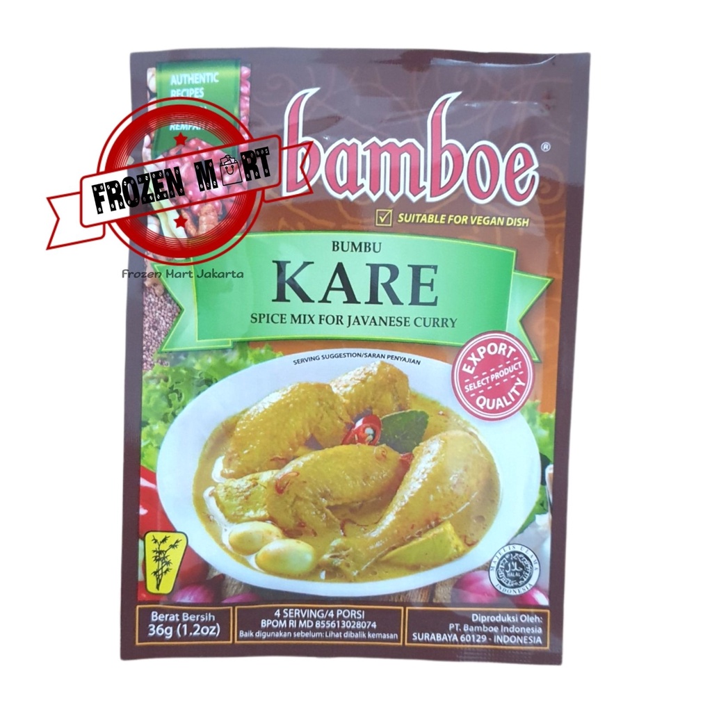 Jual BAMBOE Bumbu Instant Kare / Curry / Bumbu Kari Instant HALAL 36 Gr ...