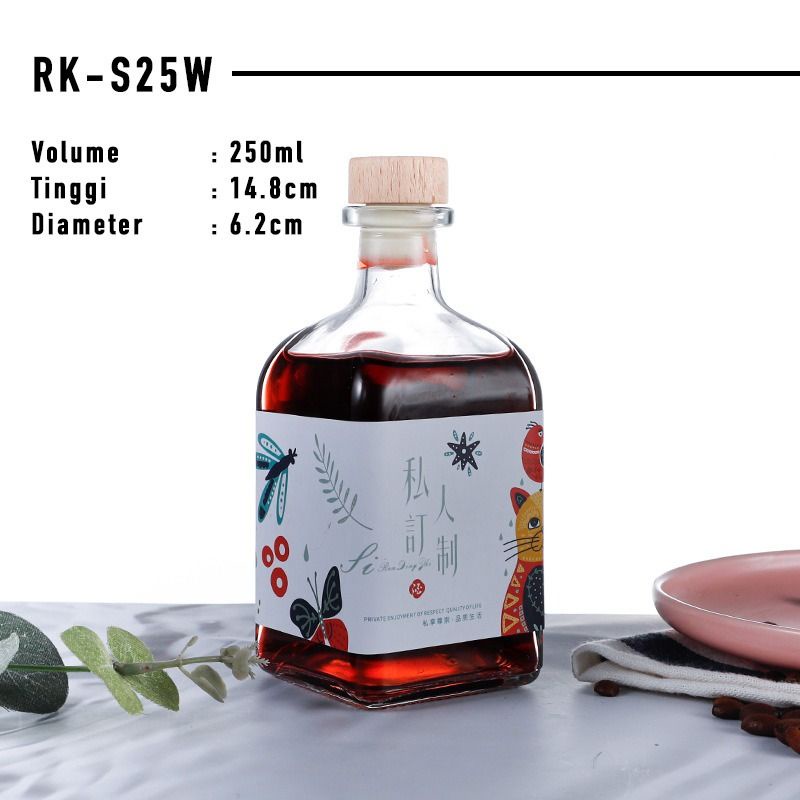 Jual Botol kaca liquor keren tutup cork kayu - 100ml - 250ml - 300ml ...