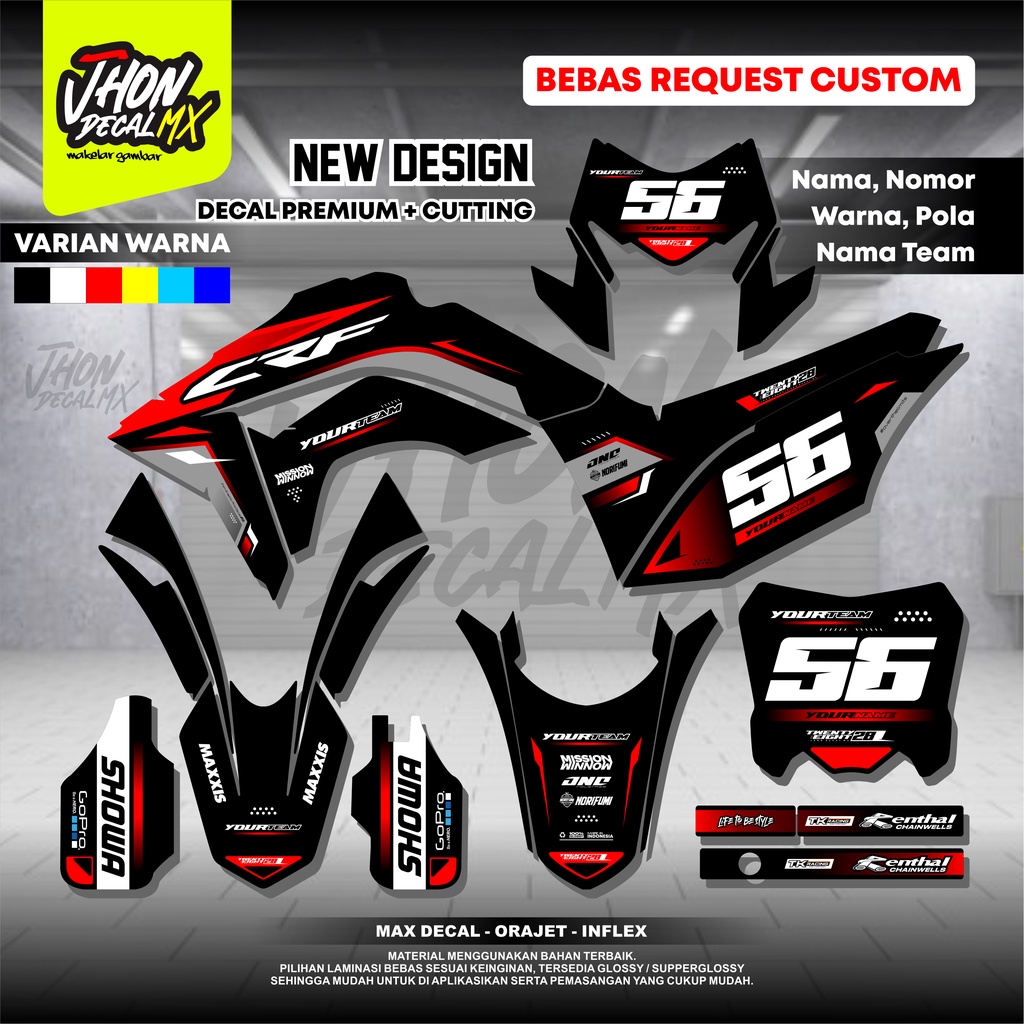 Jual DECAL CRF HITAM MERAH FULL BODY DECAL CRF SUPERMOTO FULL BODY ...
