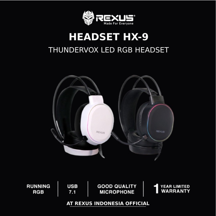 Jual Headset Gaming Rexus HX9 / HX-9 Thundervox LED RGB Original ...