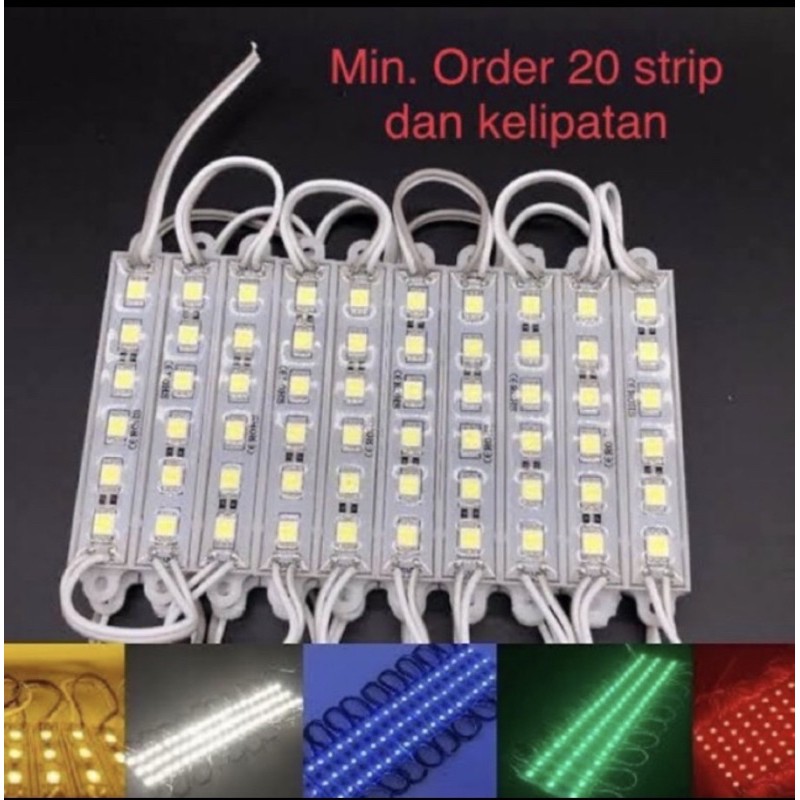 Jual Led modul SMD 5050 waterproof 6 mata led per strip 12 v 12v 12 volt minimal 20strip warna ...