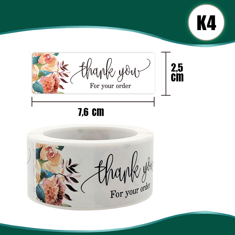 Jual 1 Roll Isi 120 Pcs Stiker Thank You Panjang - Stiker Label Kemasan ...