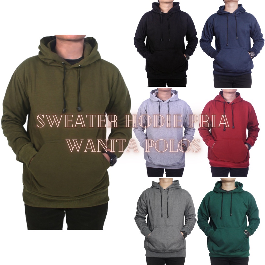 Jual Sweater Hoodie Polos Pria Wanita Switer Cowok Kualitas Premium ...