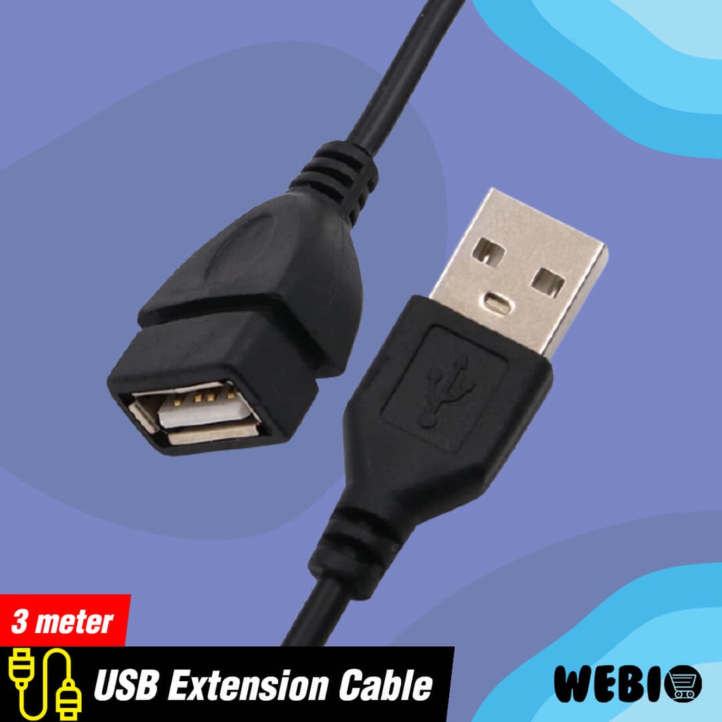 Jual Kabel USB Extension Male to Female 3M Sambungan Extender 3 Meter ...
