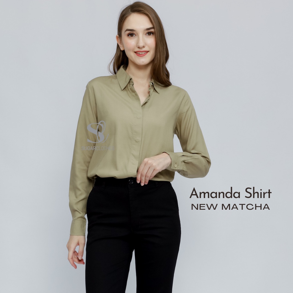 Jual Kemeja Basic Amanda New Matcha | Shopee Indonesia