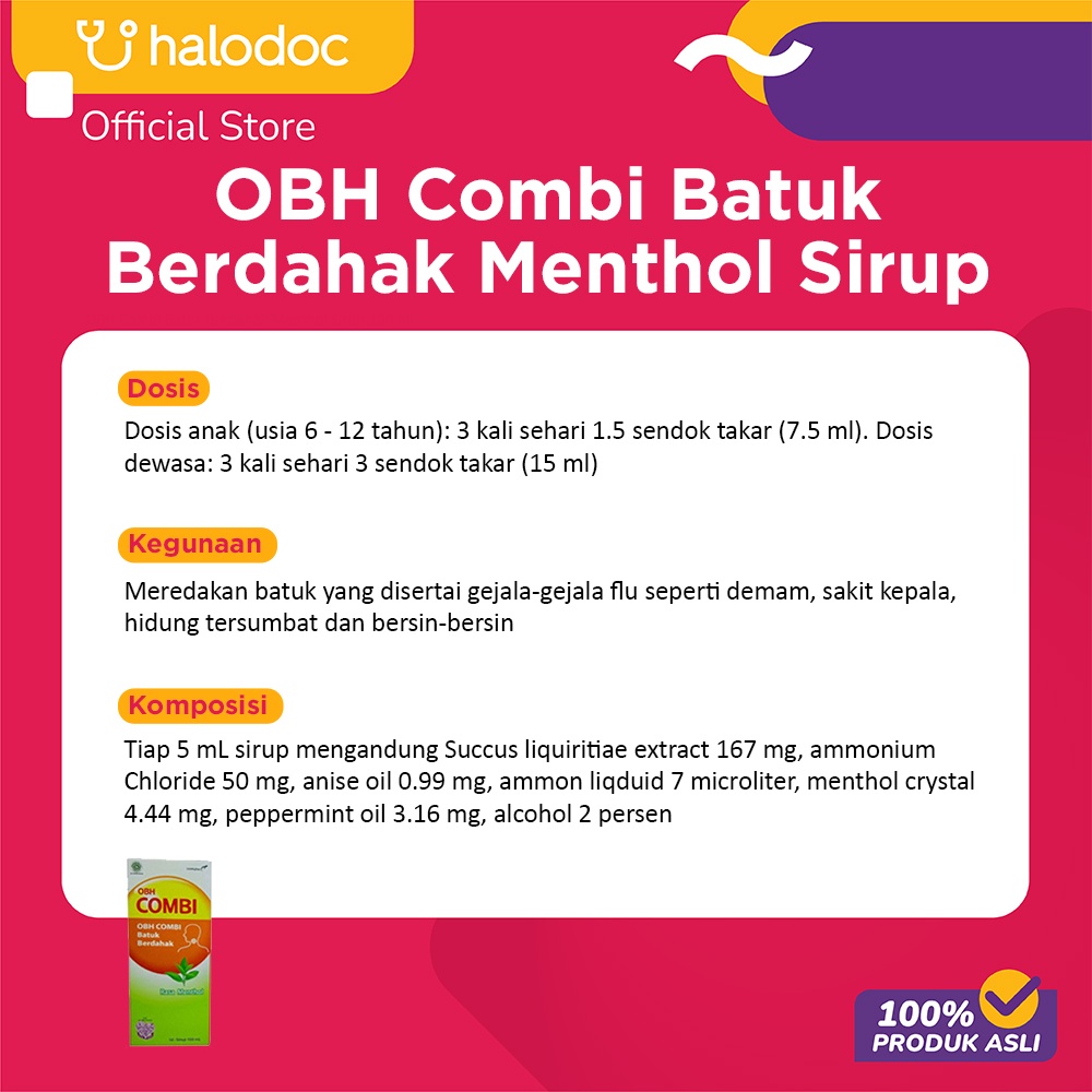 Jual OBH Combi Batuk Berdahak Menthol Sirup 100 ml | Shopee Indonesia
