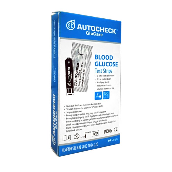 Jual Strip Stik Gula Darah Glucare Test Autocheck Isi 50 OL | Shopee ...