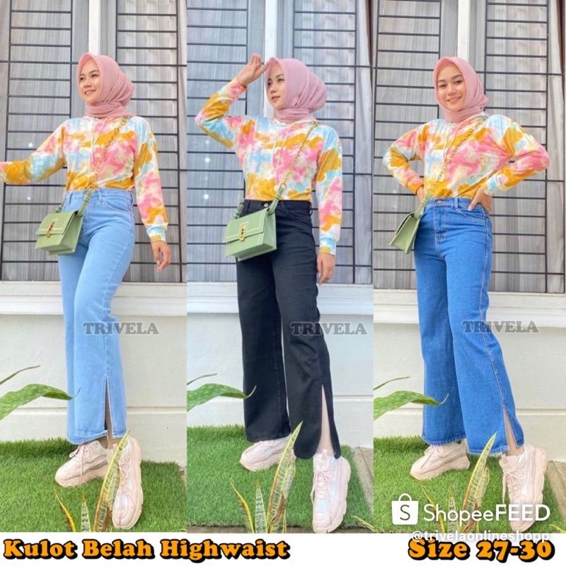 Jual Highwaist Kulot Jeans wanita Belah - Sifali facory READY STOCKKini ... Jual Highwaist Kulot Jeans wanita Belah - Sifali facory READY STOCKKini ...