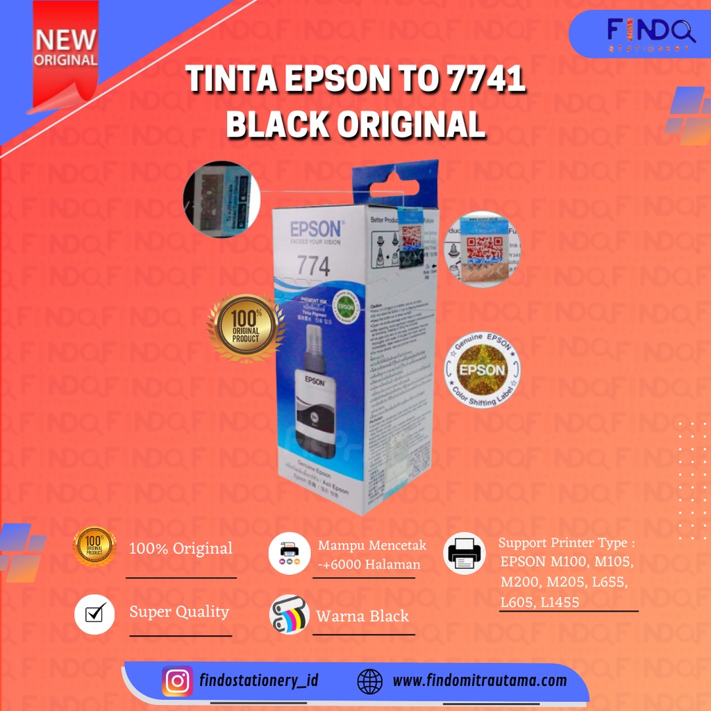 Jual TINTA EPSON 774 BLACK - ORIGINAL | Shopee Indonesia