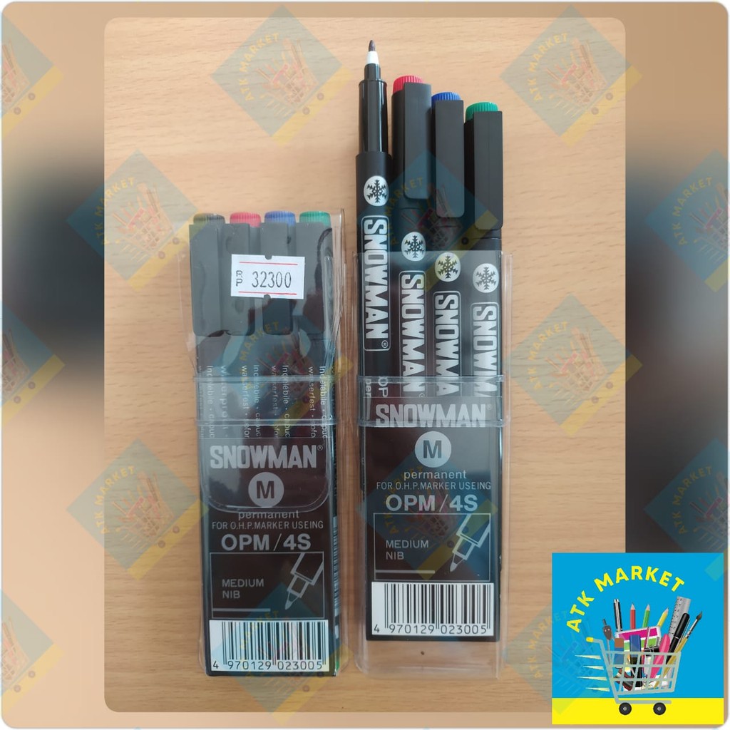 Jual (ECER) Spidol SNOWMAN Marker OHP / Permanent OPM/ Permanent OPF | Shopee Indonesia