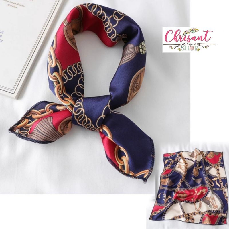 Jual Syal leher syal pramugari scraf sutra 50x50 syal kepala syal tas ...