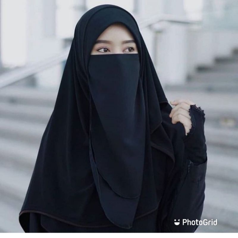Jual cadar tali 2 layer ceruty babydoll niqab tali 2 layer | Shopee Indonesia
