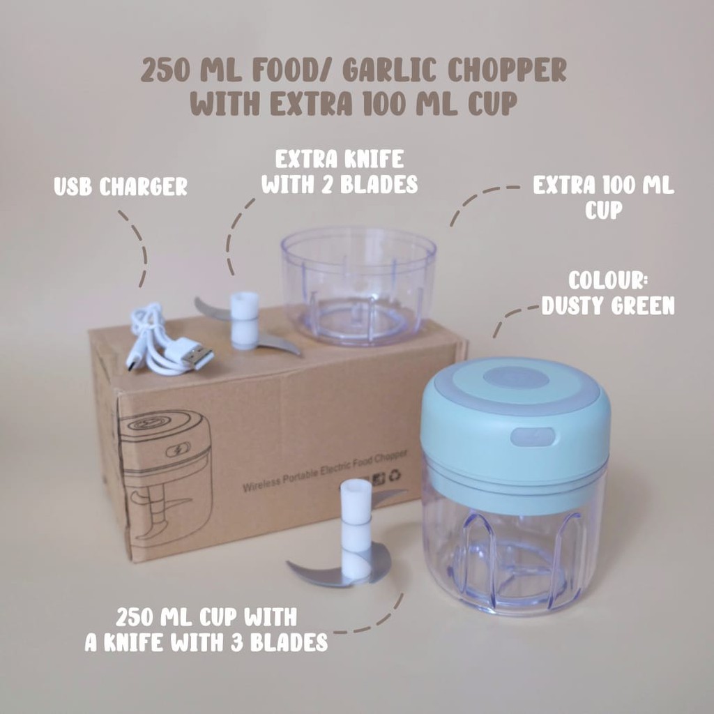 Jual Mini Wireless Electric blender Chopper mixer daging bumbu masak ...