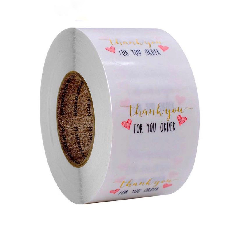 Jual 50pcs stiker (2,5cm) label tulisan thank you untuk kemasan hadiah ...