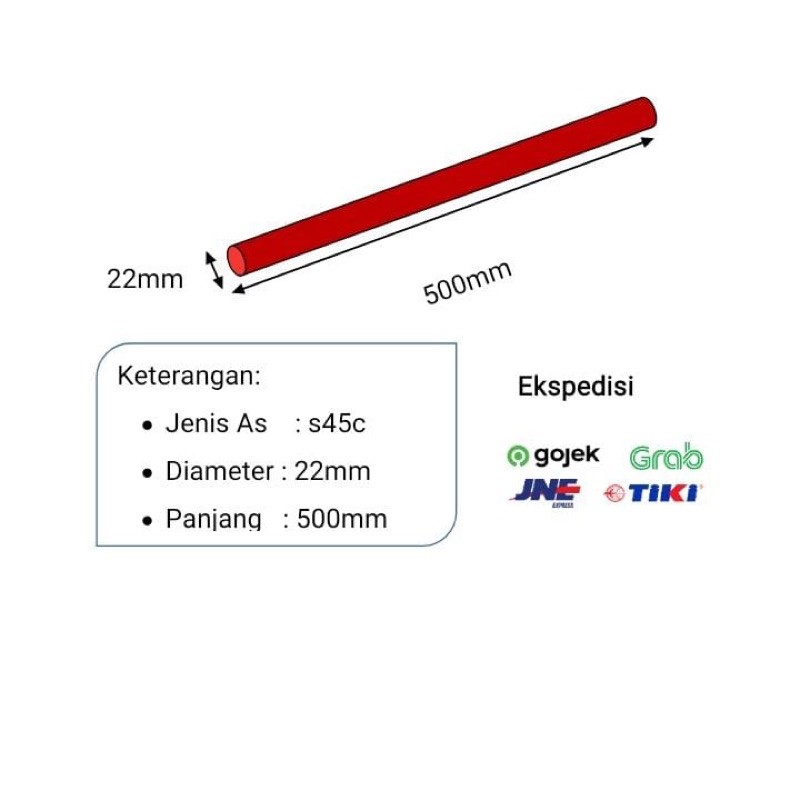 Jual As Besi S45C Diameter 22mm x Panjang 500mm | Shopee Indonesia