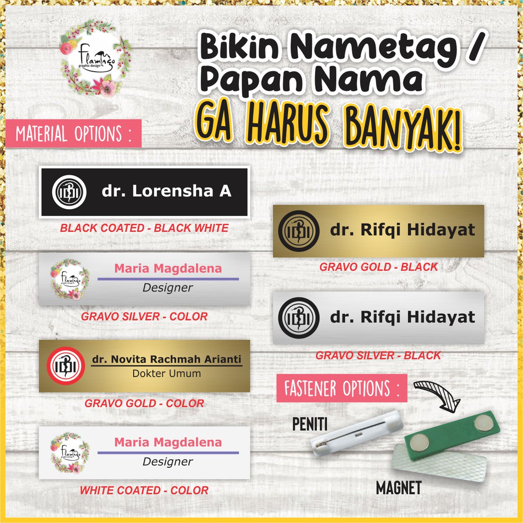 Jual NAME TAG CUSTOM UNTUK PEGAWAI DOKTER KARYAWAN KANTORAN BANKER ...