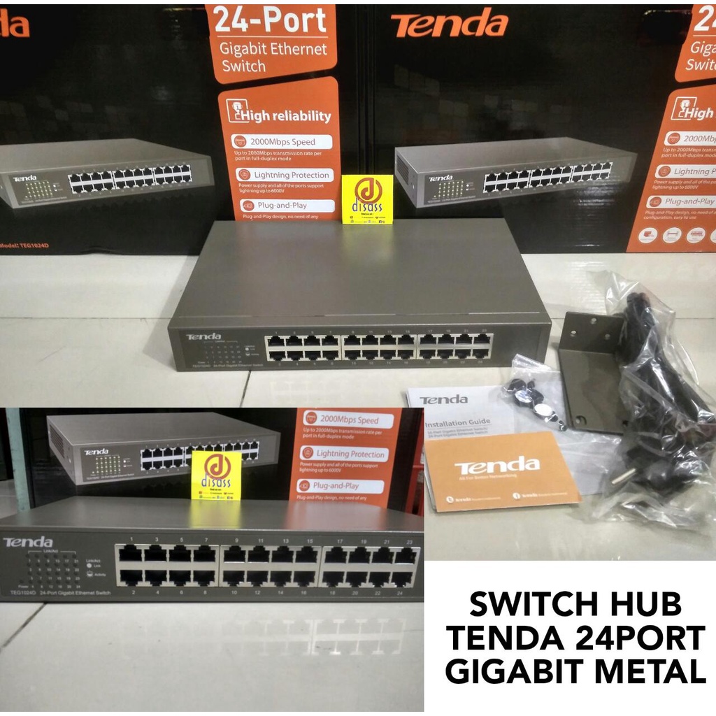 Jual SWITCH HUB TENDA 24PORT GIGABIT METAL - DISASS JOGJA | Shopee ...