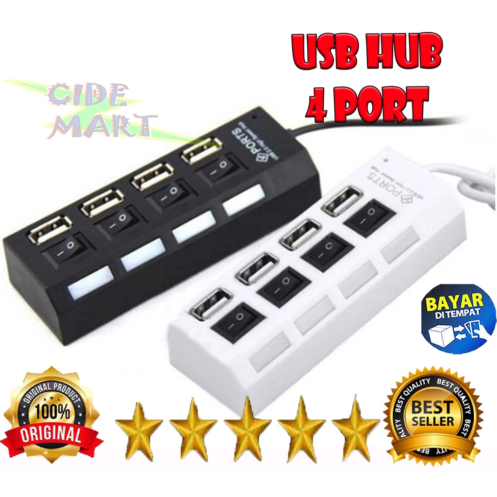 Jual Usb Hub Saklar 4 Port On/Off High speed Saklar Tombol ON OFF Lampu LED 4 port USB HUB ...