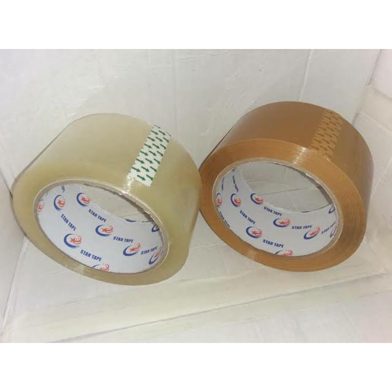 Jual Lakban Isolasi Bening & Coklat 45MM x 90yard ( 45x90yard ) | Shopee Indonesia