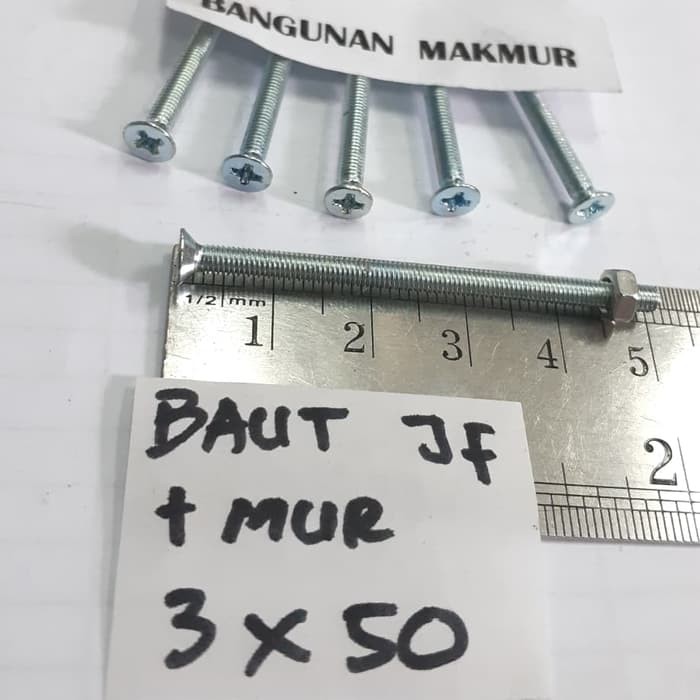 Jual Baut Putih 3x50 + Mur Baut JF3x50 Kepala Obeng M3x50 M3 x 50 per 10 pcs | Shopee Indonesia