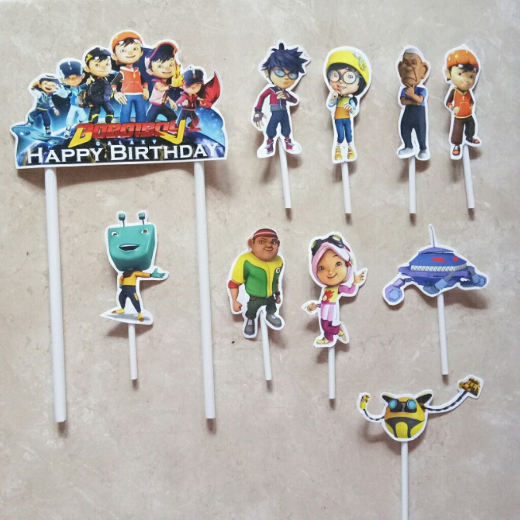 Jual cake topper satu set isi 10 hiasan kue ulang tahun karakter ...
