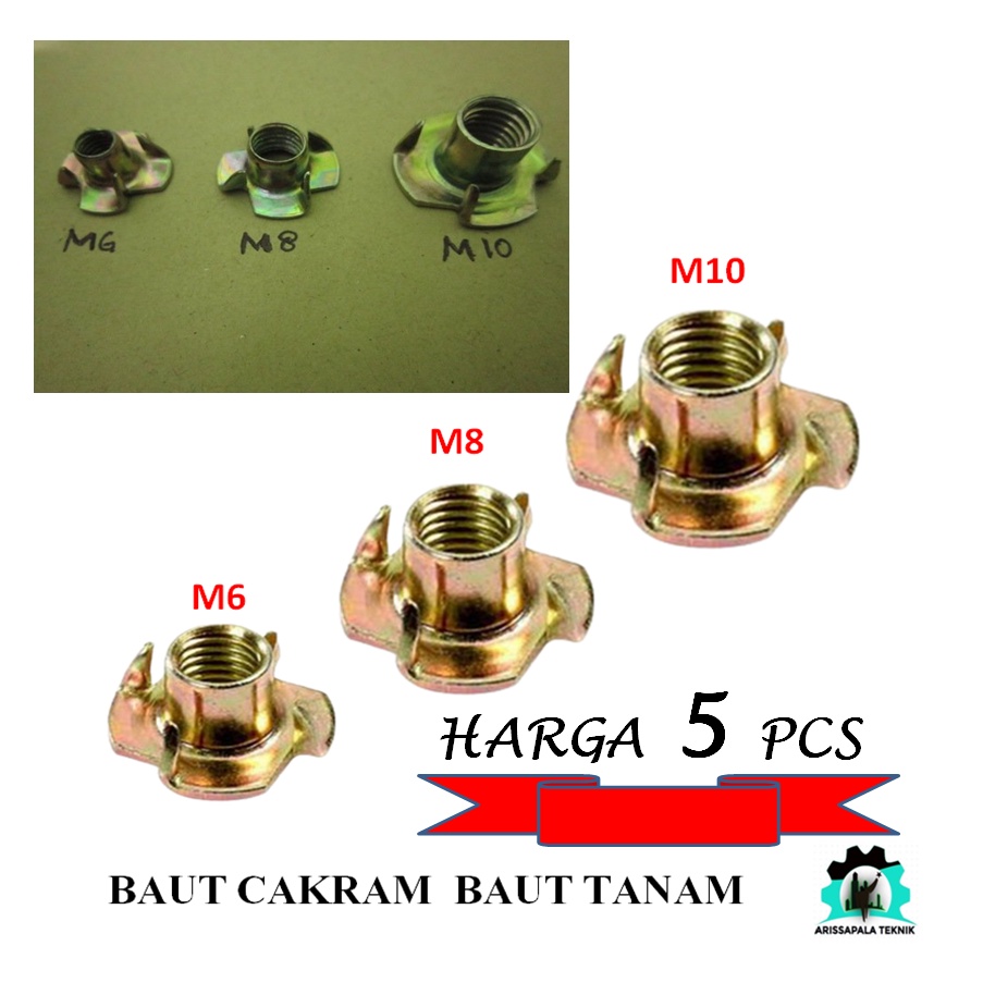 Jual Mur Tanam Baut Cakar Mur T Nut Tee Nut Box Speaker 4 prong HARGA 5 ...