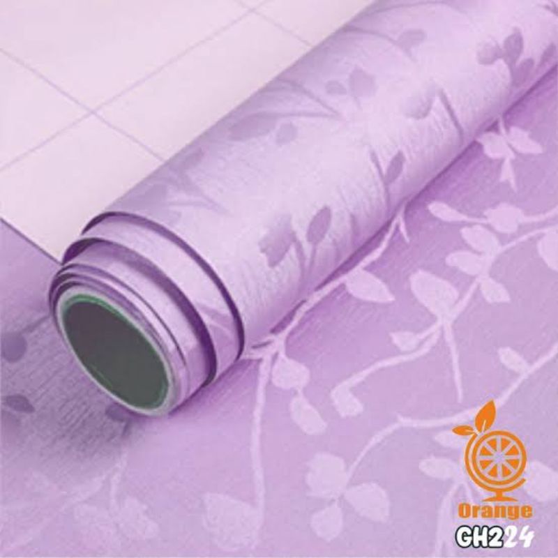 Jual Wallpaper Sticker Dinding Polos Ungu Ranting Emboss Purple 45cm X