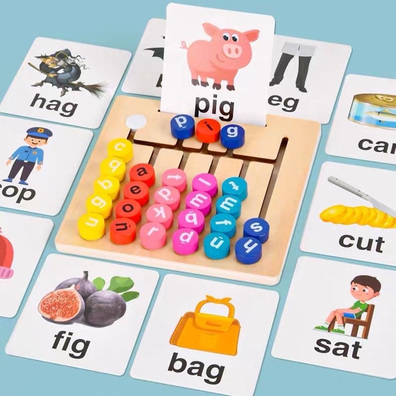 Jual wooden spelling alphabet maze game match words mainan eja huruf ...