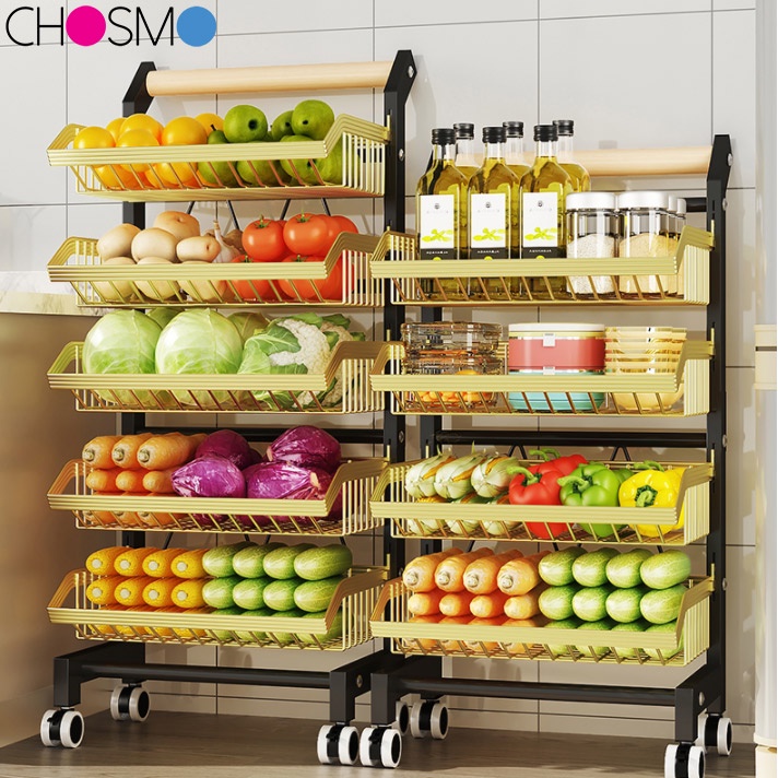 Jual Rak troli multifungsi multi-layer rak keranjang sayuran rak buah ...